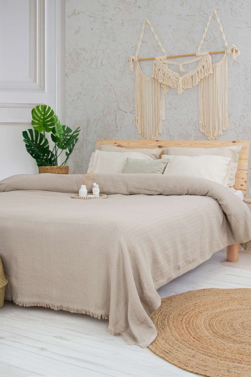 Cuvertura bej din bumbac 220x240 cm Marla Double The Home Collection ...