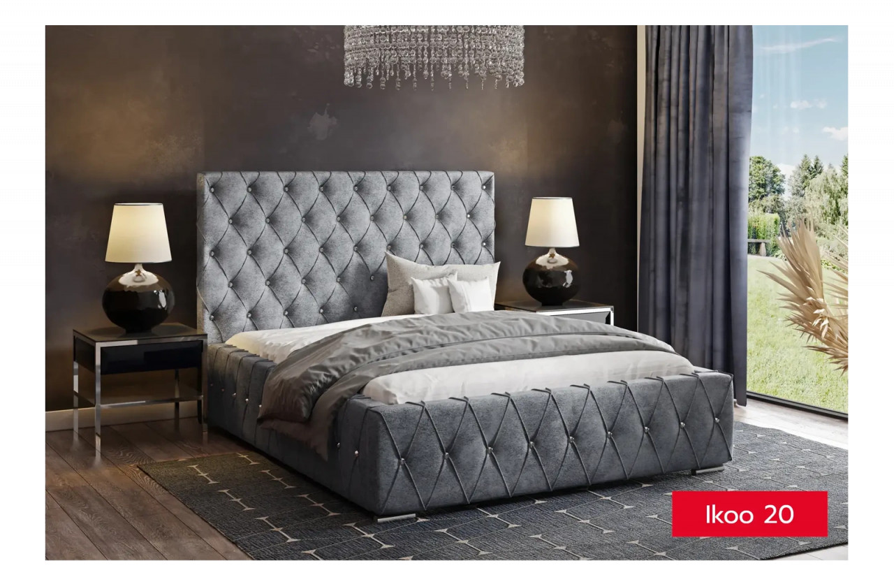 Pat gri din textil 160x200 cm Ella FURPOL | The Home.ro