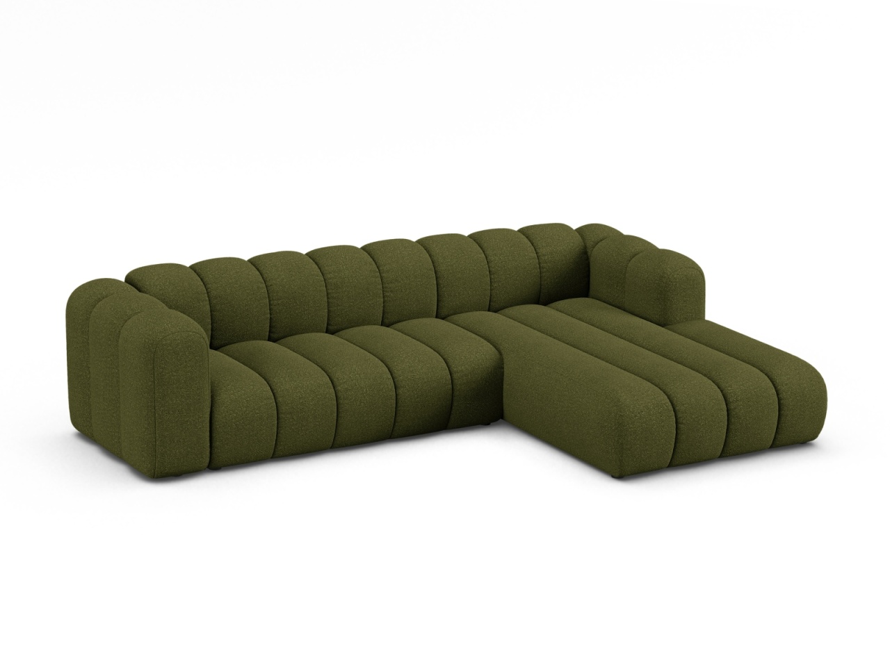 Canapea modulara cu colt verde oliv din textil pentru 4 persoane Lupine ...