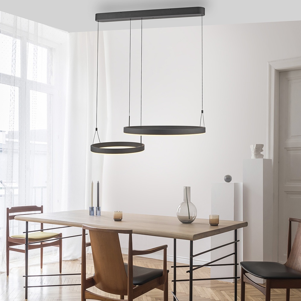 Lustra neagra din metal cu 2 LED-uri Esko Zuma Line | The Home.ro
