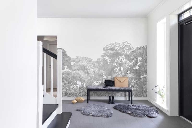 Tapet gri din hartie cu fibre de nailon Bellewood Grey Toile Rebel ...