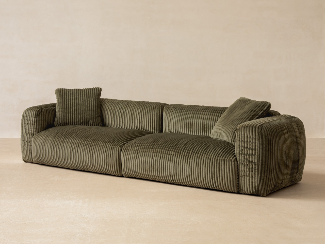 Canapea modulara cu colt verde muschi din textil pentru 1 persoana ...