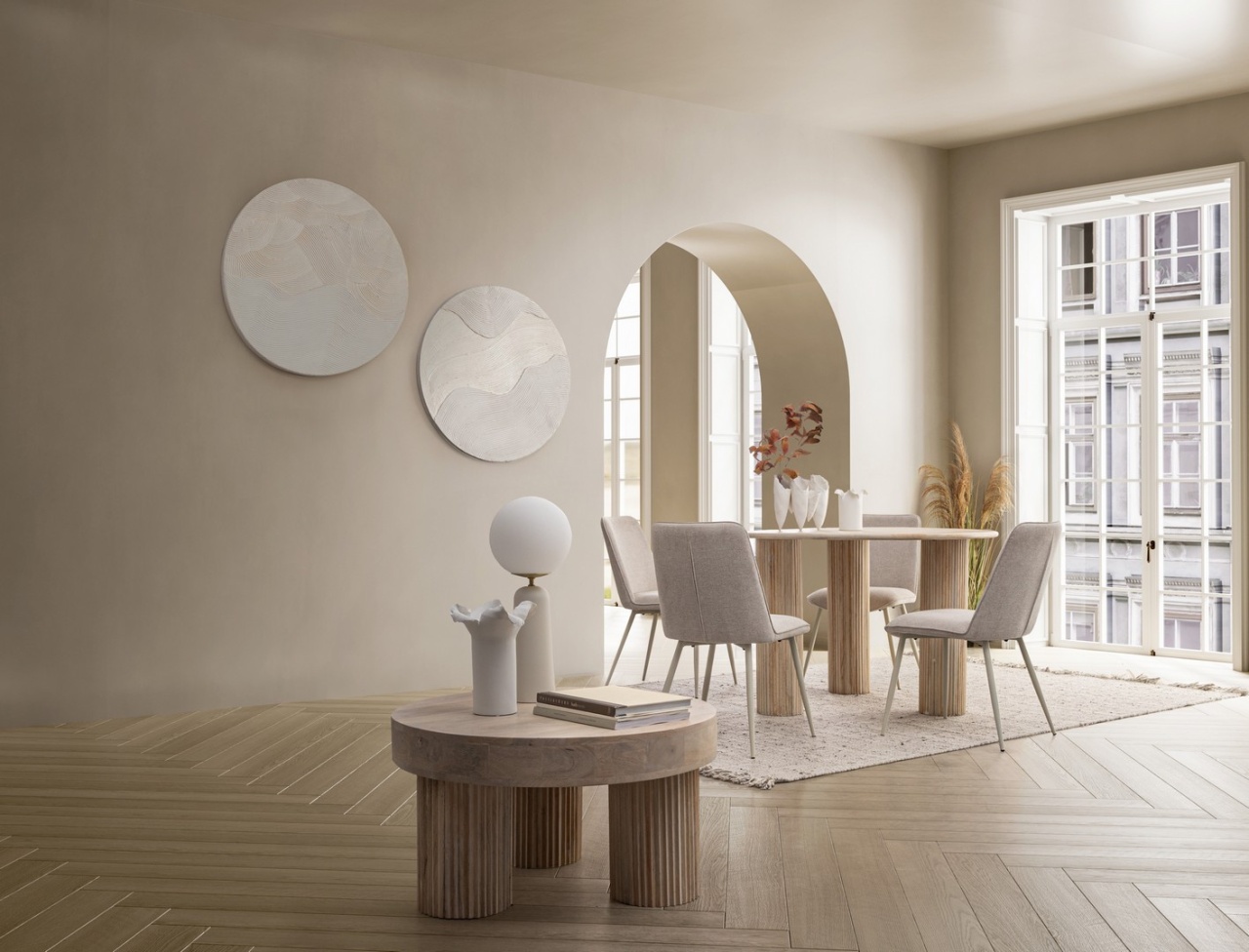 Masa de cafea crem din lemn 75 cm Dacca Bizzotto | The Home.ro