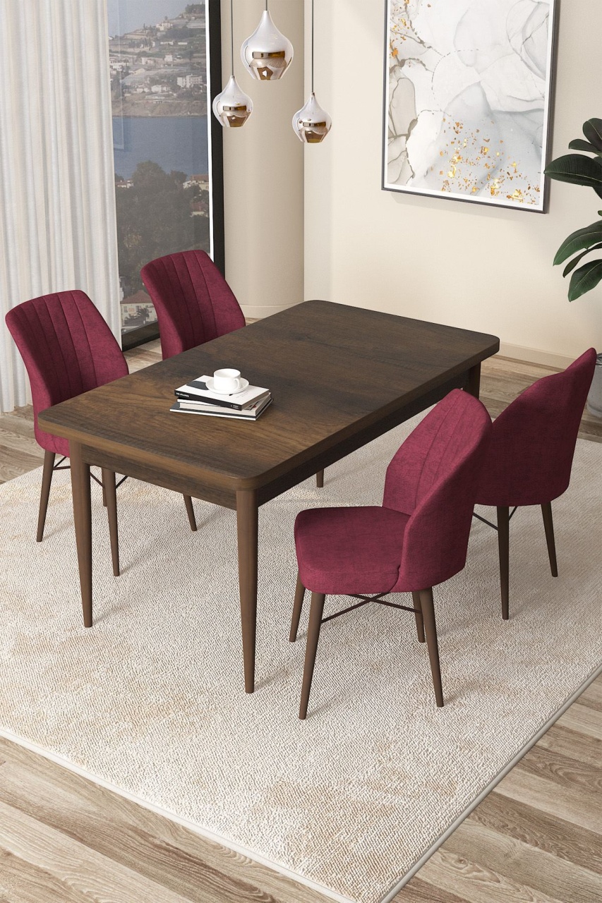 Set masa dining si 4 scaune rosu burgund Arp The Home Collection | The ...