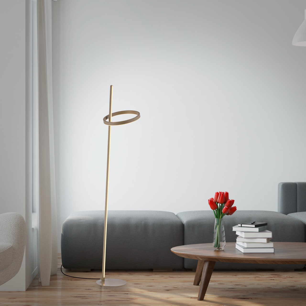 Lampadar bej din metal cu 2 LED-uri 160 cm Ritus Zuma Line | The Home.ro