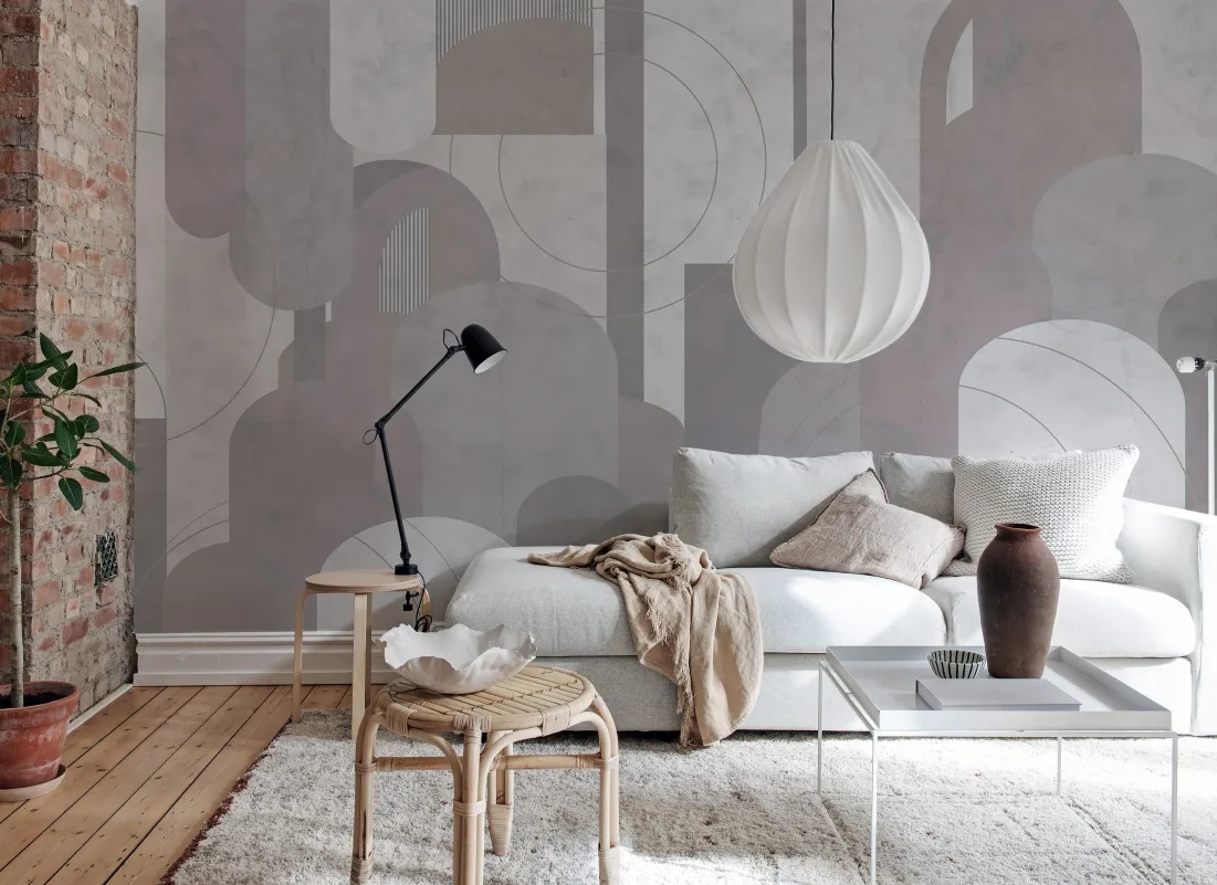 Tapet gri din hartie Lovely Arches Rebel Walls | The Home.ro