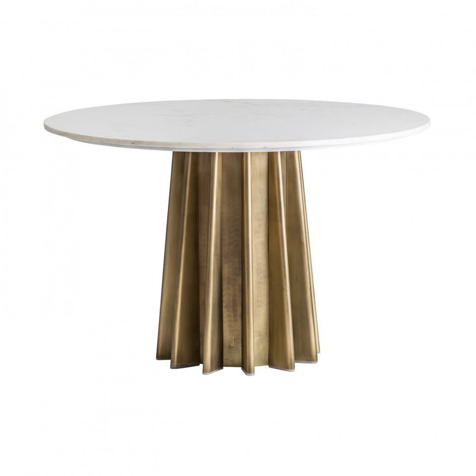 Masa dining alba/aurie din marmura 120 cm Lezey Vical Home | The Home.ro