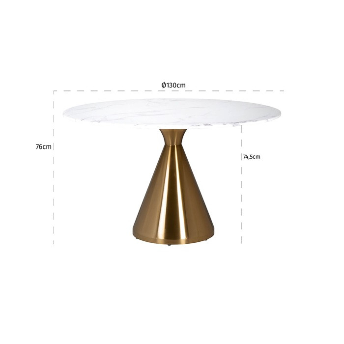 Masa dining alba/aurie din metal 130 cm Tenille Richmond Interiors ...