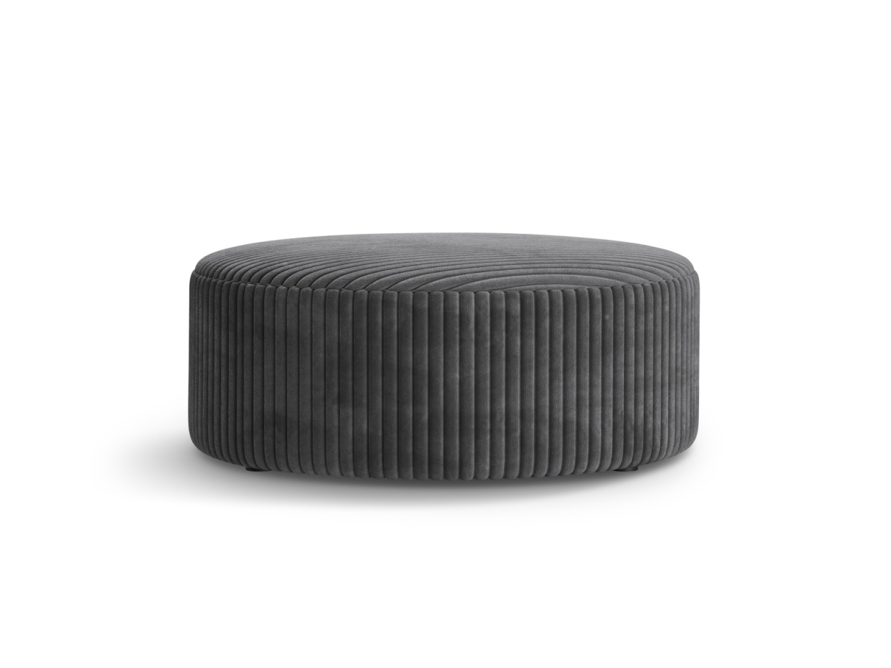 Taburet rotund gri din textil 90 cm Dia Corduroy Micadoni | The Home.ro