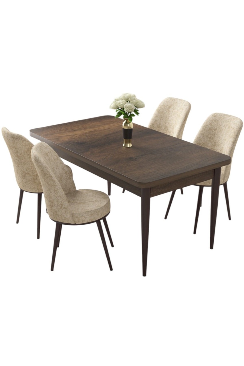 Set masa dining si 4 scaune maro/crem Nil The Home Collection | The Home.ro