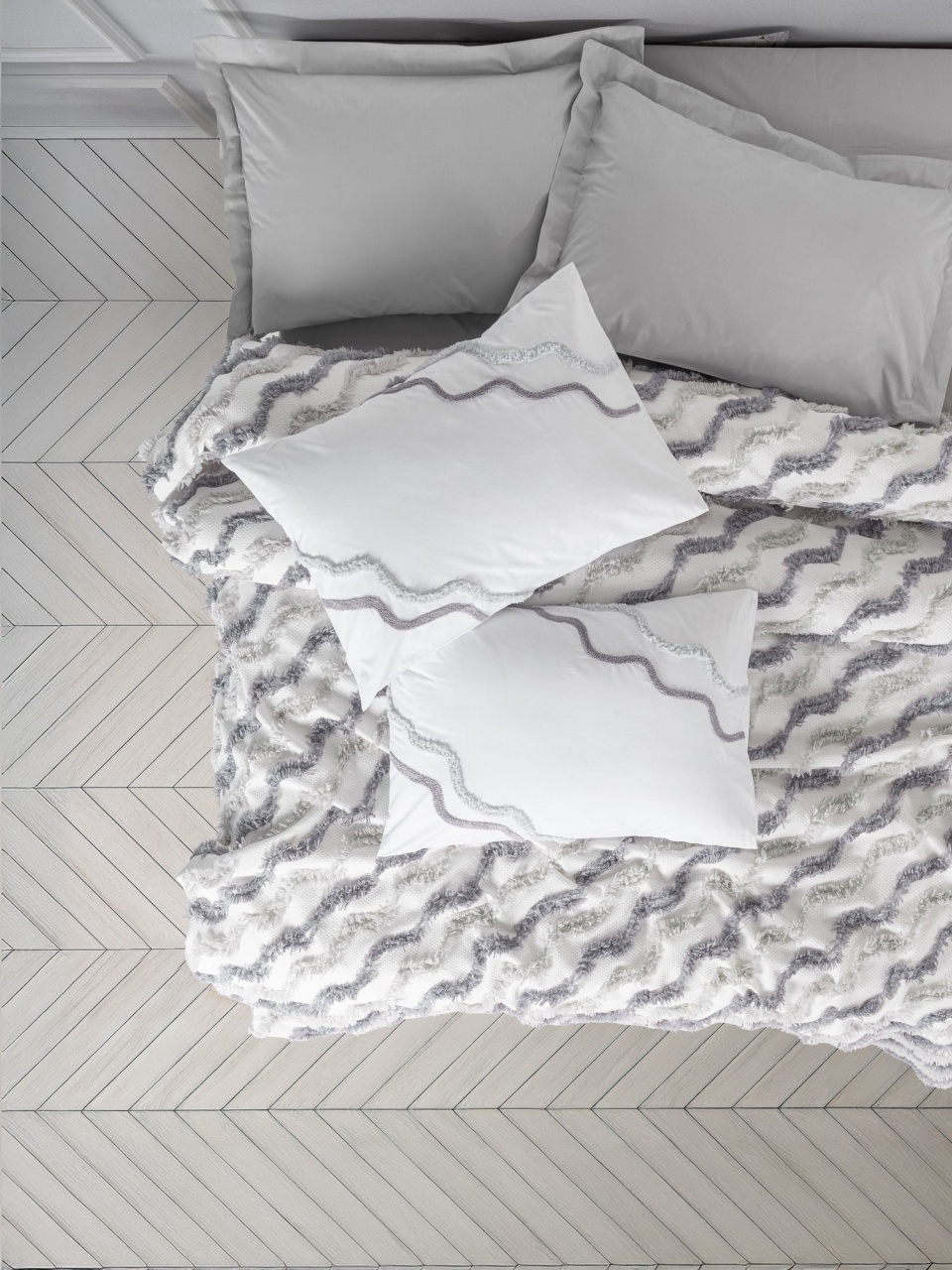 Lenjerie pat gri din fibre Eldon Double The Home Collection | The Home.ro