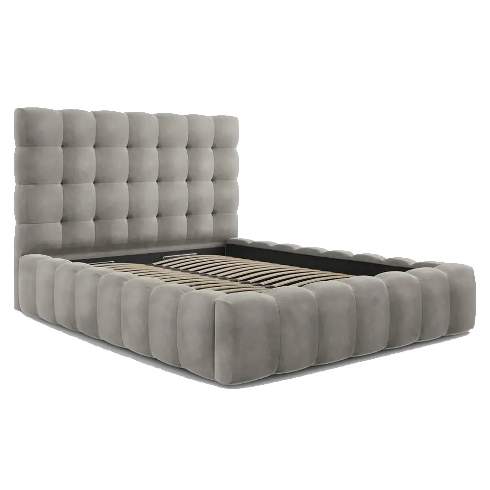 Pat gri deschis din catifea 140x200 cm Mamaia Micadoni | The Home.ro