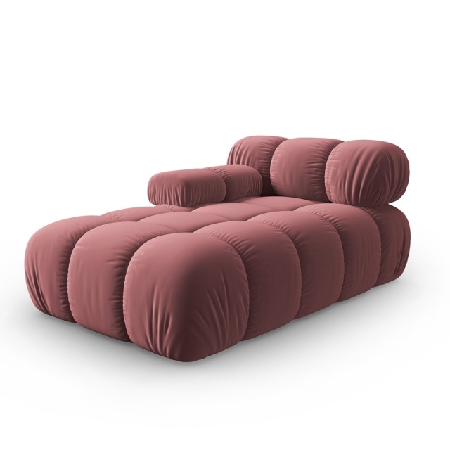 Canapea cu colt modulara roz din catifea pentru 1 persoana Bellis Long ...