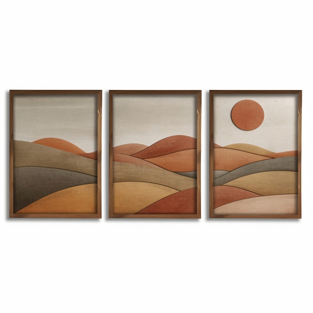 Set 3 tablouri multicolore din lemn 35x47 cm GE285-L The Home ...