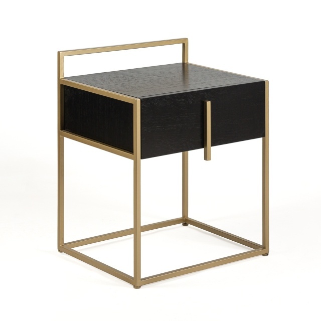 Noptiera neagra/aurie din lemn Dorado Thai Natura | The Home.ro