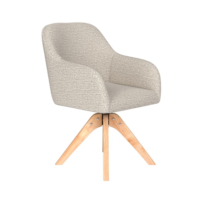 Scaun dining rotativ alb antic din textil Otis Wooden The Home ...