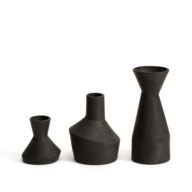 Set 3 vaze decorative negre din ceramica Dunari Kave Home | The Home.ro