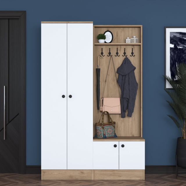 Dulap lobby alb/maro 183 cm Porto The Home Collection | The Home.ro