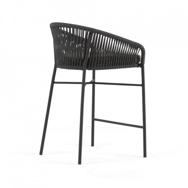 Scaun exterior bar negru din metal Yanet Low Kave Home | The Home.ro