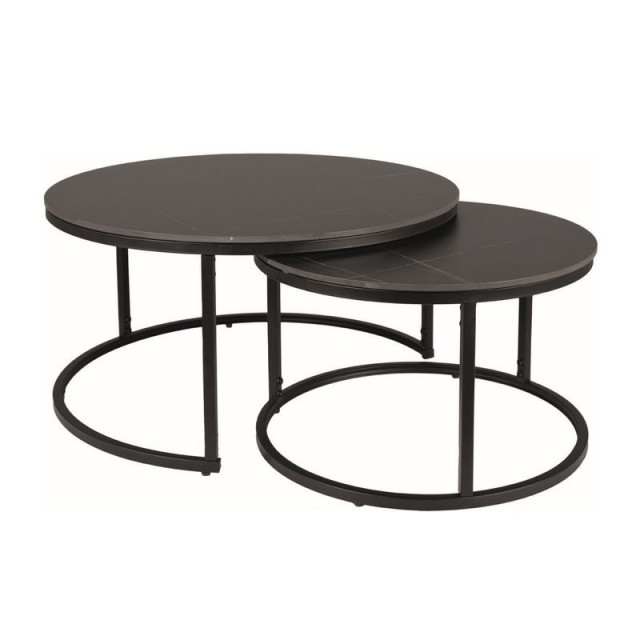 Set 2 masute de cafea negre din ceramica si metal Ferrante The Home ...