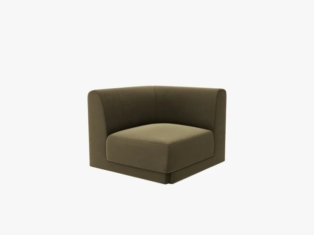 Canapea modulara verde din catifea pentru 1 persoana Miley Corner ...