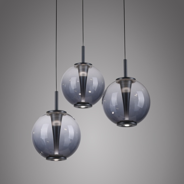 Lustra gri din sticla cu 3 LED-uri Pure Zuma Line | The Home.ro