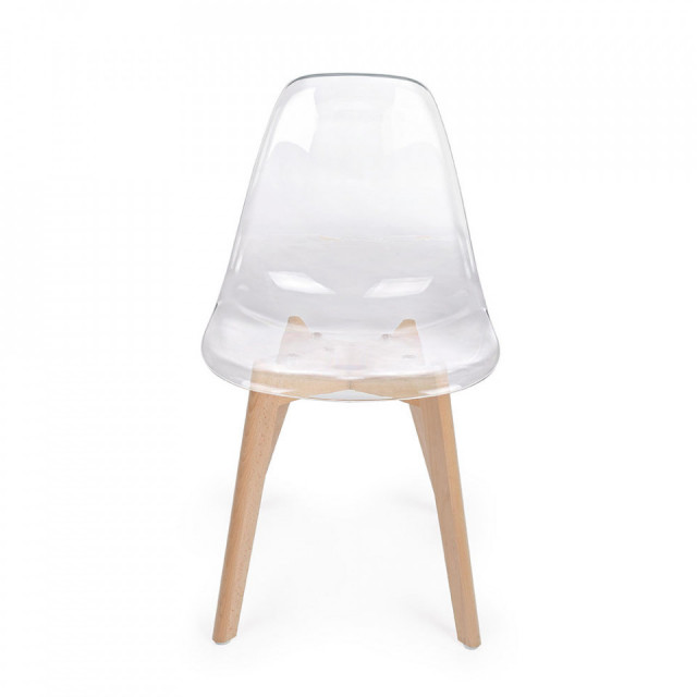 Scaun dining transparent/maro din lemn Easy Bizzotto | The Home.ro
