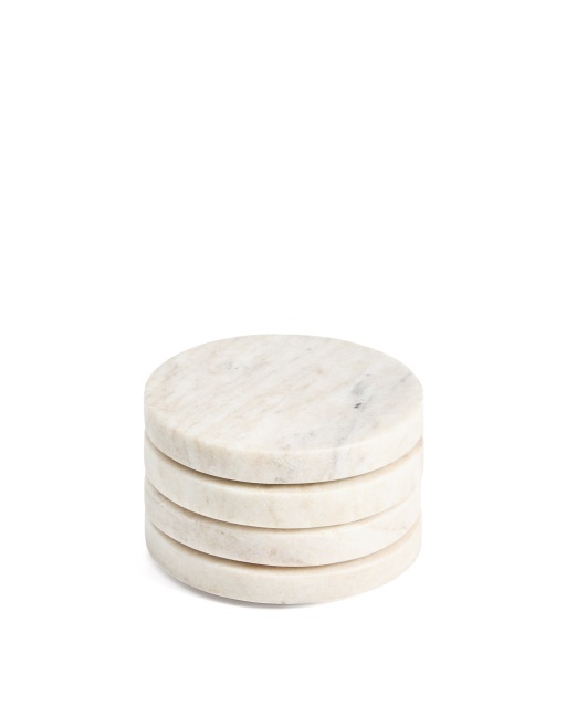 Set 4 coastere albe din marmura Nuvir Kave Home | The Home.ro