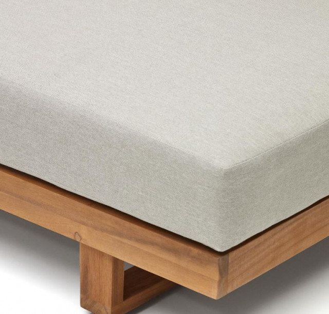 Set canapea exterior cu colt si masa de cafea gri/maro din lemn Raco ...